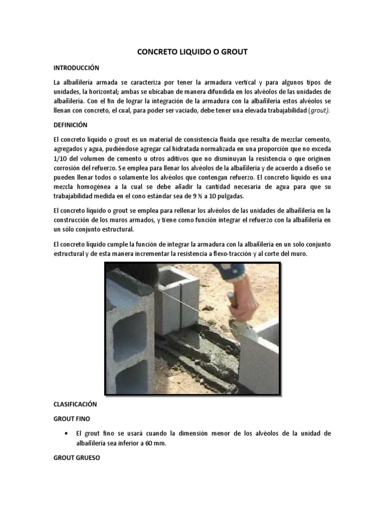 Concreto Grout | PDF | Hormigón | Cemento