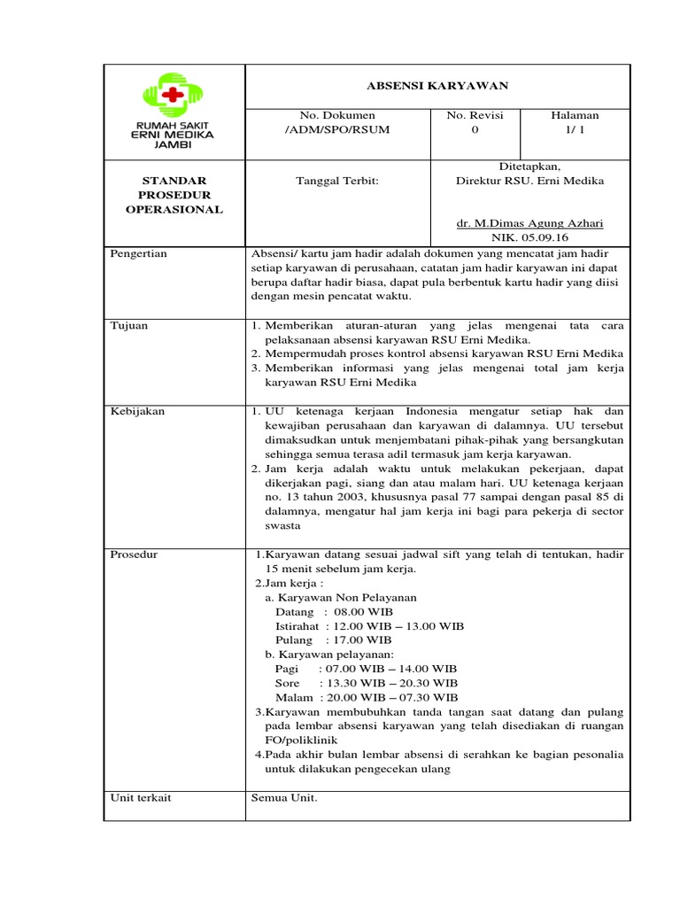 337584765 Sop Absensi Karyawan