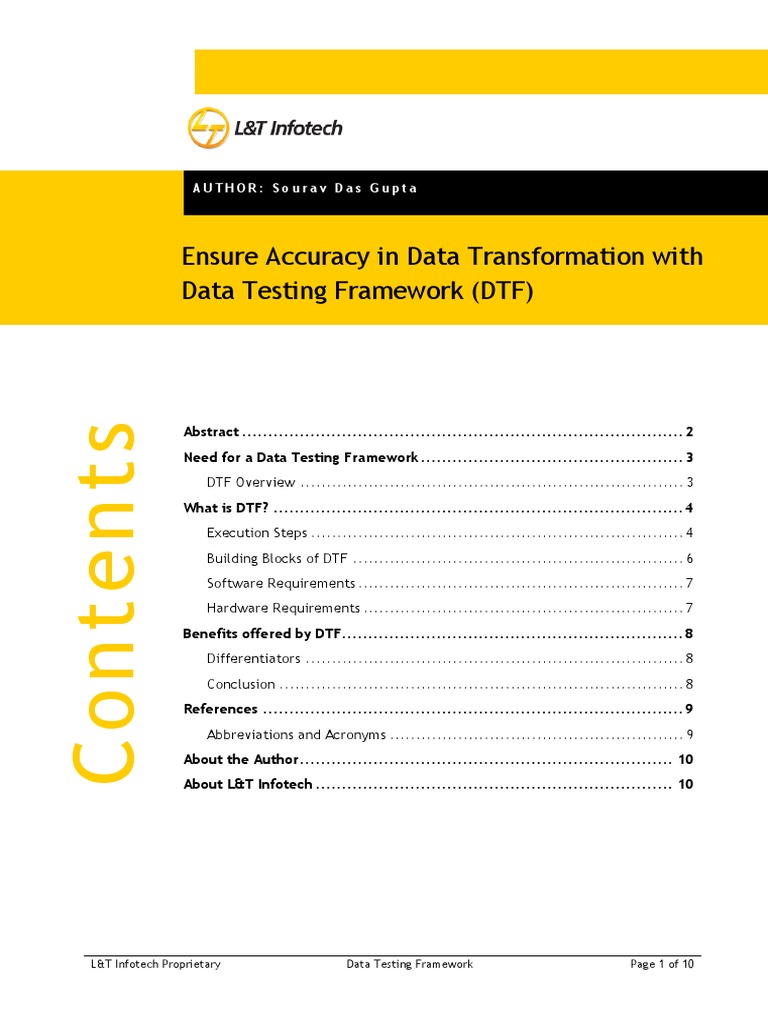 Data Testing Framework DTF | PDF | Business Intelligence | Databases
