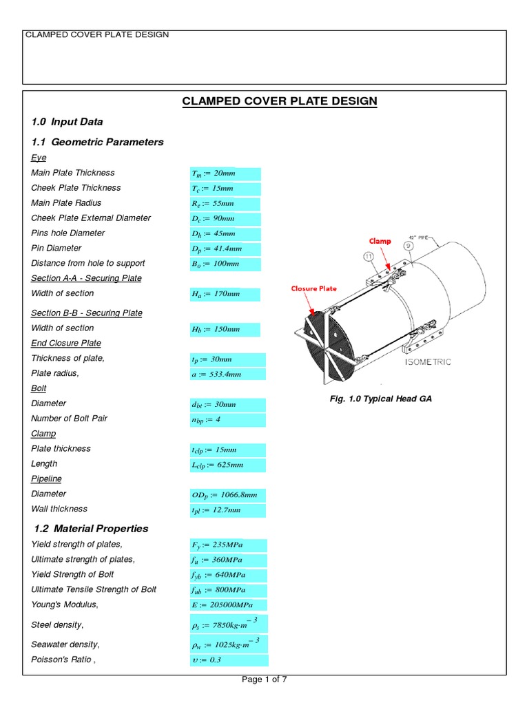 Clamped Cover Plate Design Example | PDF | Screw | Strength Of Materials
