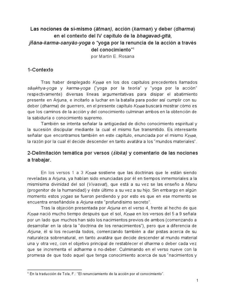 Resumen Capítulo IV Bhagavad Gita | PDF | Karma | Conocimiento Resumen Capítulo IV Bhagavad Gita | PDF | Karma | Conocimiento