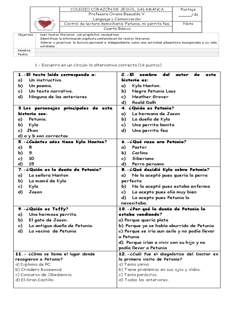 Prueba Petunia Mi Perrita Fea | PDF
