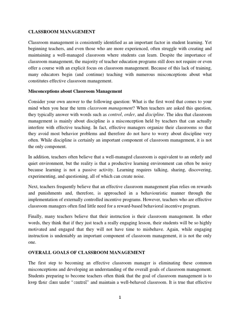 Concept of Classroom Management | PDF | Classroom Management | Classroom