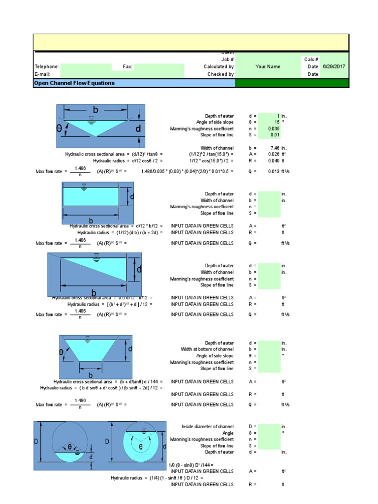 Open Channel Flow Calculation Guide | PDF | Slope | Dynamics (Mechanics)