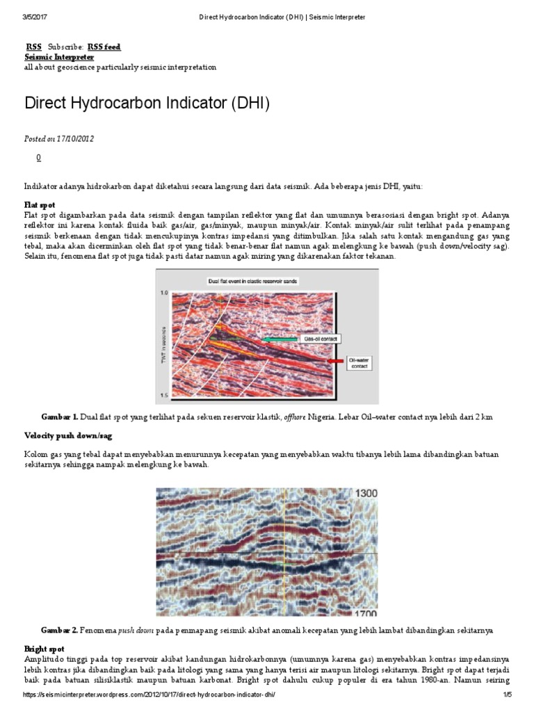 Direct Hydrocarbon Indicator (DHI) - Seismic Interpreter | PDF