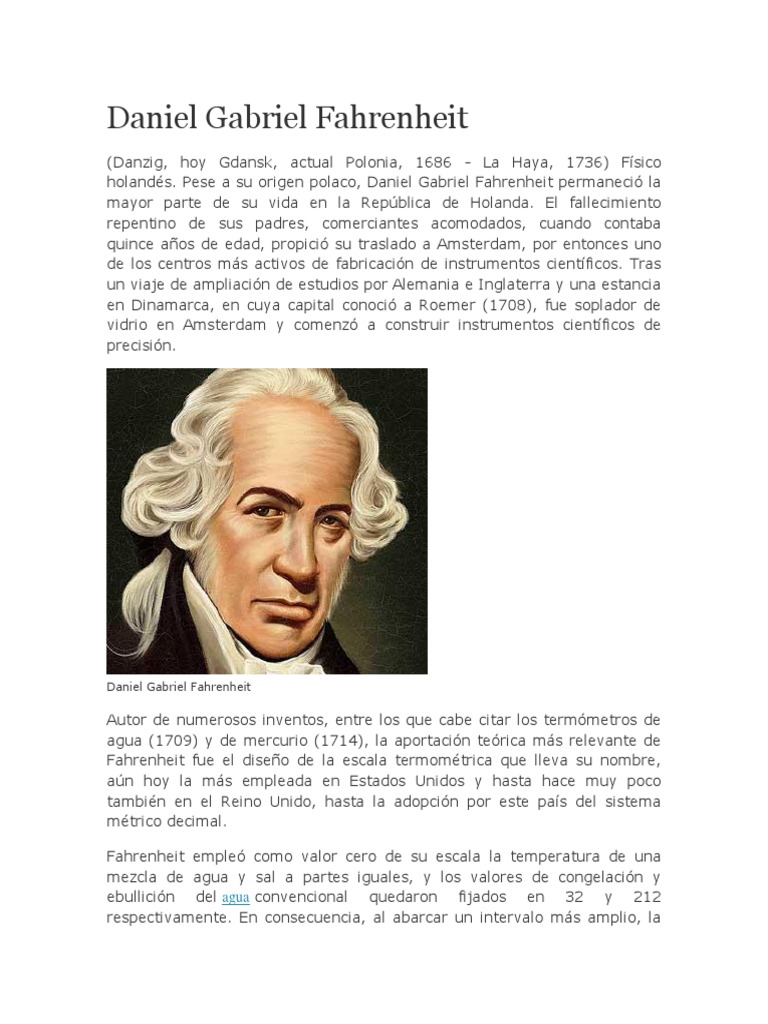 Daniel Gabriel Fahrenheit Fisica.docx | Calor | Fahrenheit