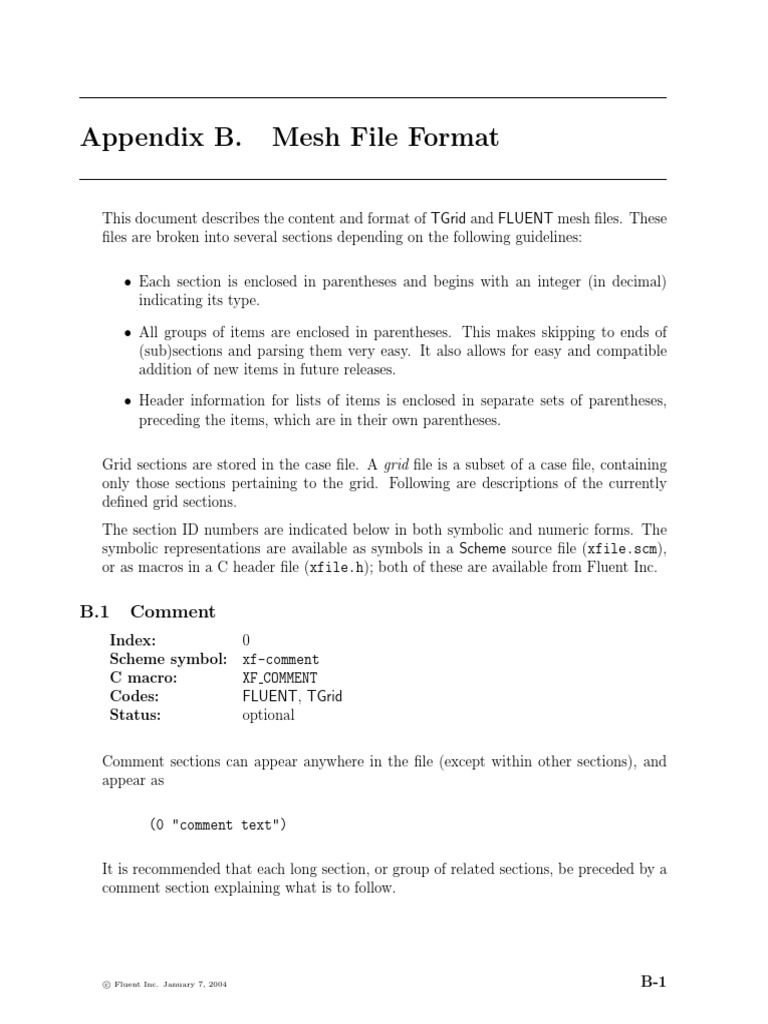 Appendix B. Mesh File Format | PDF | Scheme (Programming Language ...