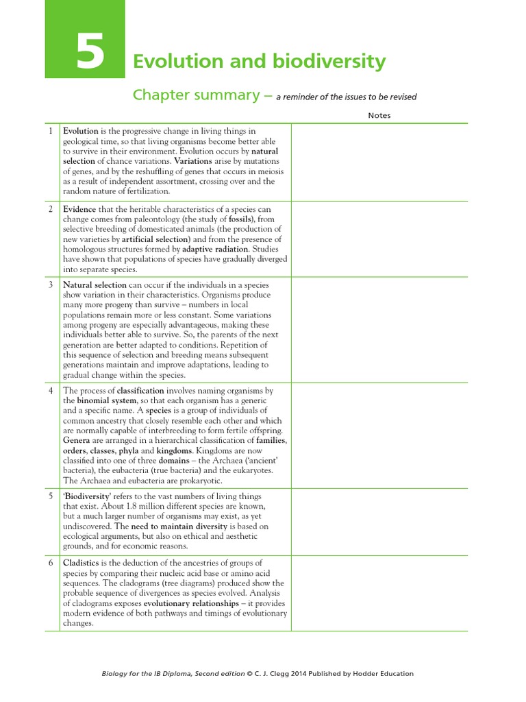 Biology For The IB Diploma Chapter 5 Summary | PDF | Mutation | Natural ...