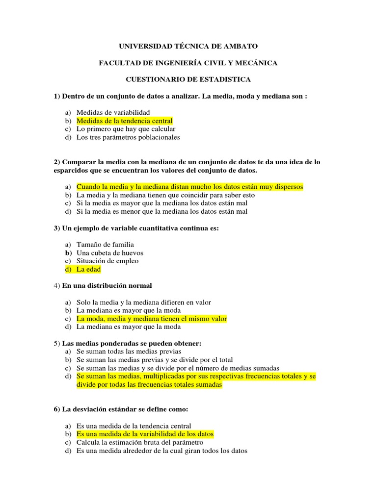 Preguntas EstaDiStica | PDF | Media | Muestreo (Estadísticas)