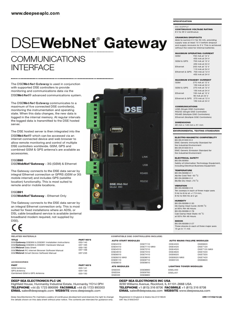 DSE890 891 Data Sheet PDF | PDF | Gateway (Telecommunications) | Server ...
