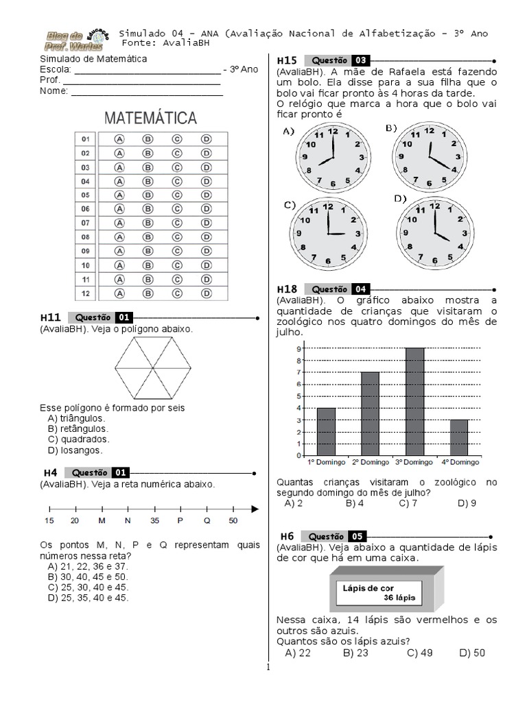 Simulado 4 (3º Ano - Mat - E.F) - (Blog Do Prof. Warles) | PDF | Ensino ...
