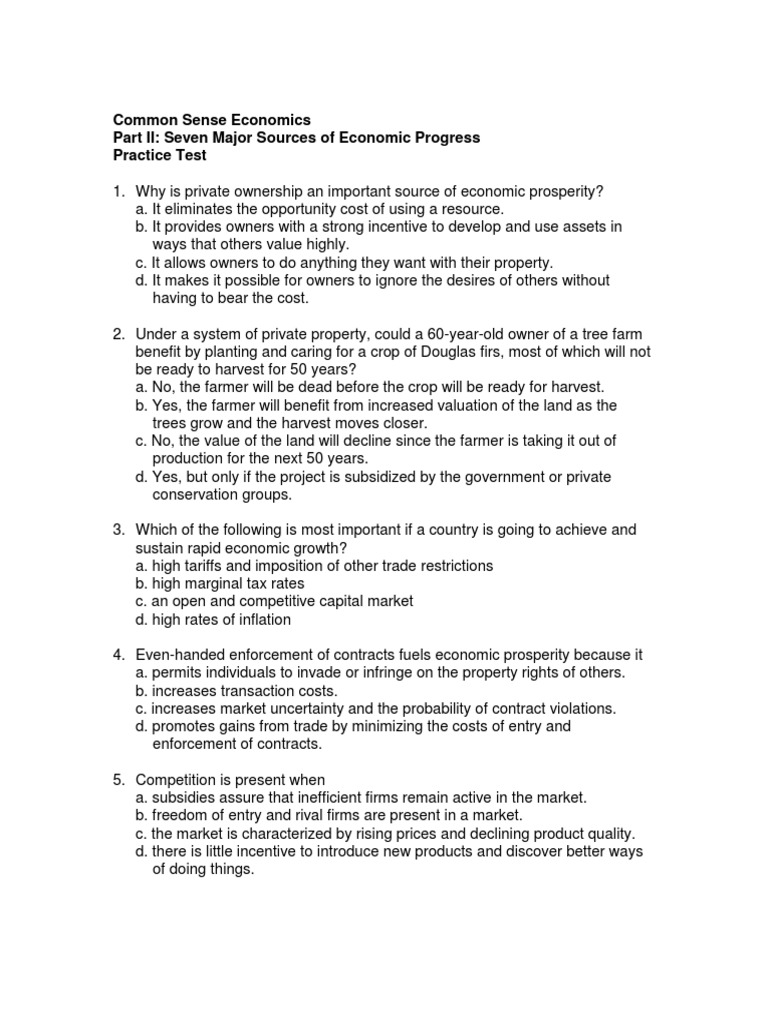 Common Sense Economics Part II: Seven Major Sources of Economic ...