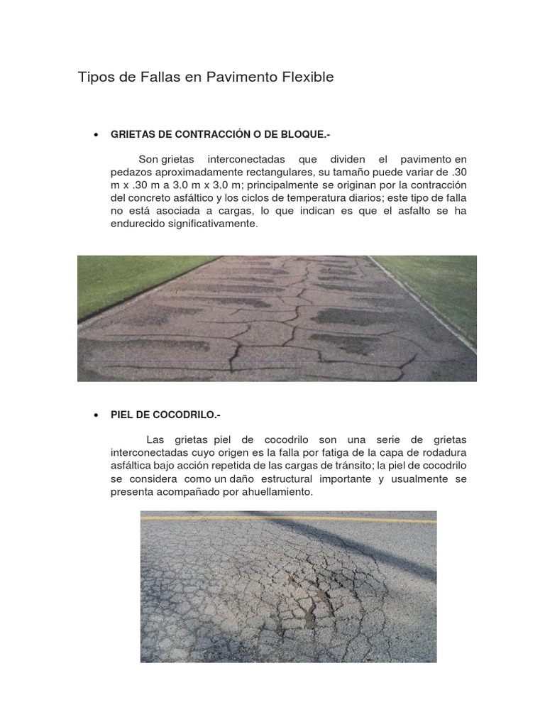 Tipos De Fallas En Pavimento Flexible Pdf Neumático Fatiga Material