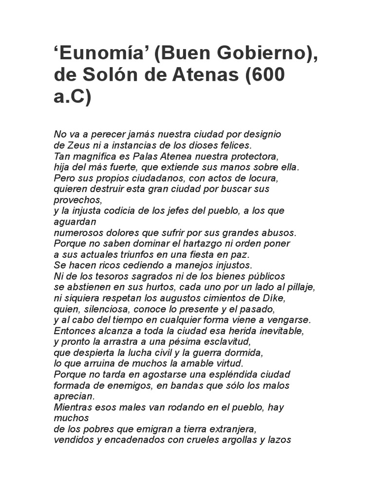 Eunomía' y Otros Artículos de Internet Sobre Solón y La Elegía | PDF | Agitación | Poesía