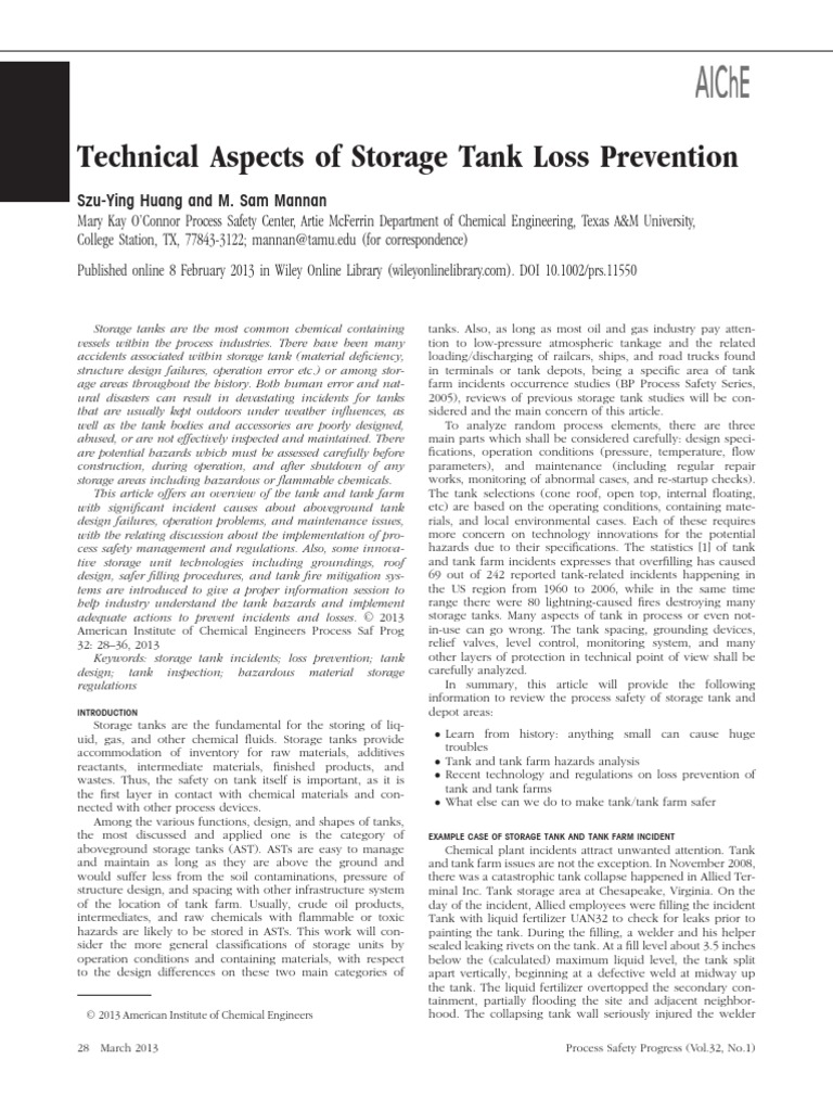 Technical Aspect of Storage Tank Loss PDF | PDF | Earthquakes ...