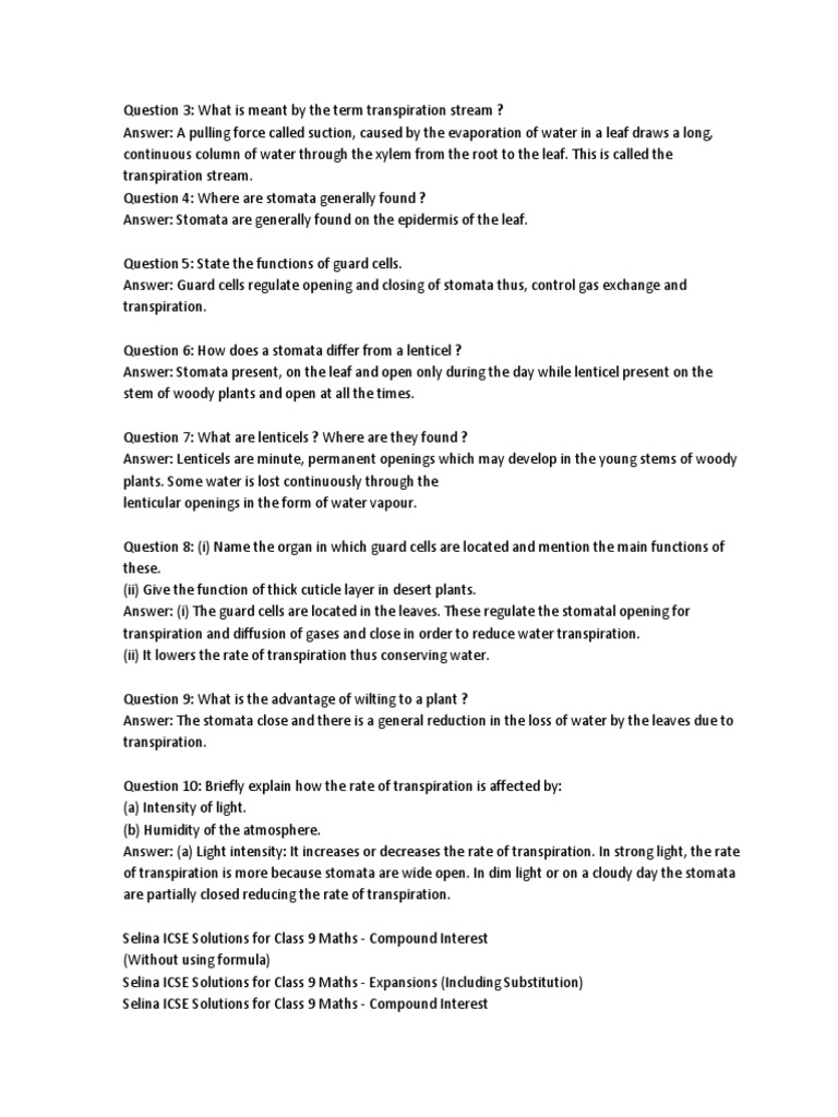 Transpiration | PDF | Stoma | Horticulture And Gardening