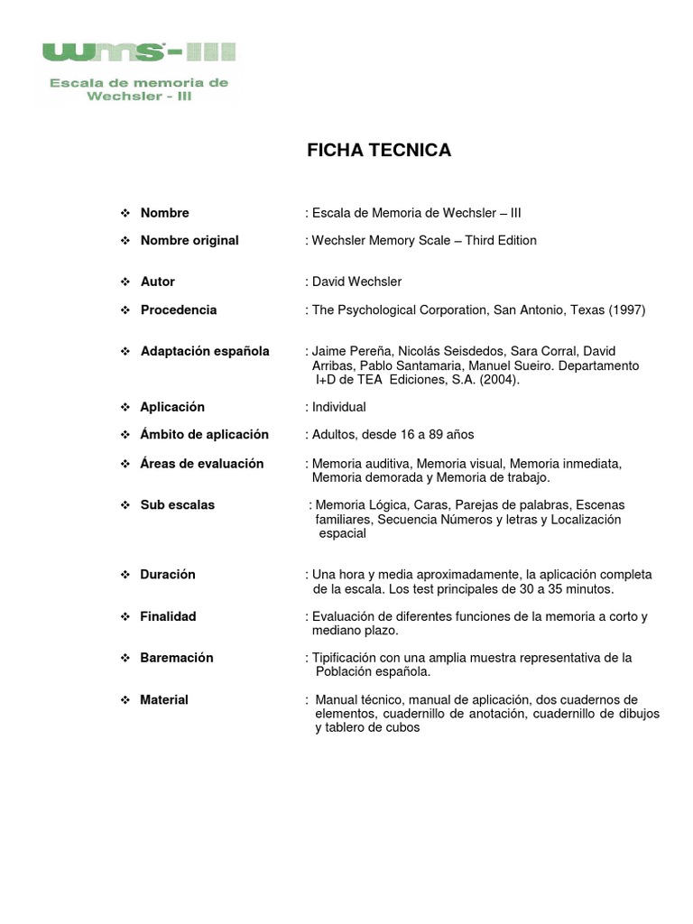 Ficha Tecnica Wms III | PDF