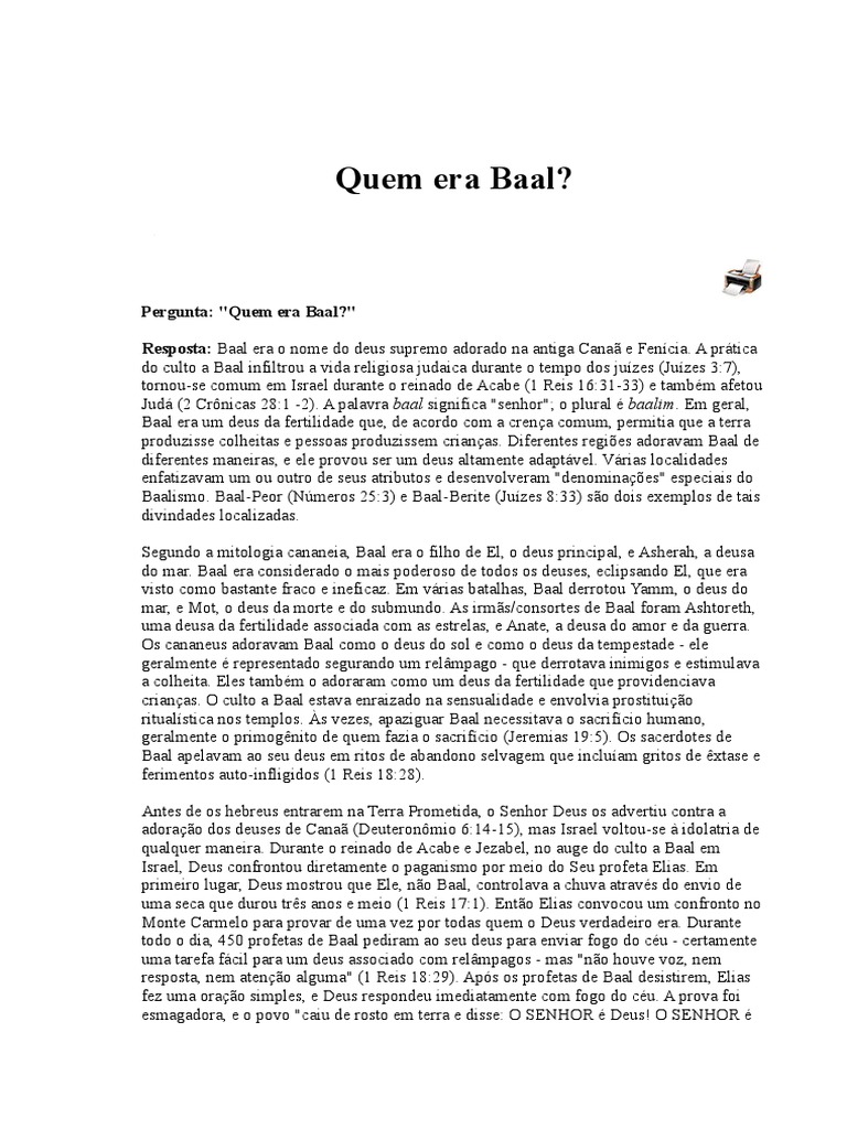 Quem Era Baal | PDF | Elias | Mitologia