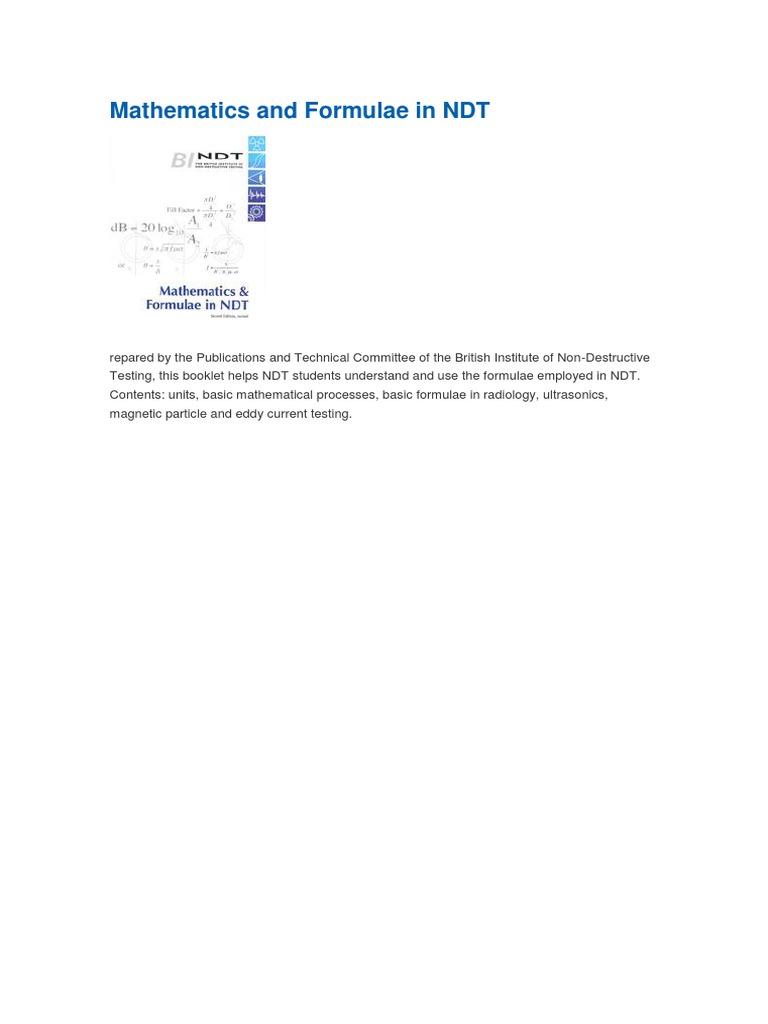 Mathematics and Formulae in NDT PARA GAS | PDF