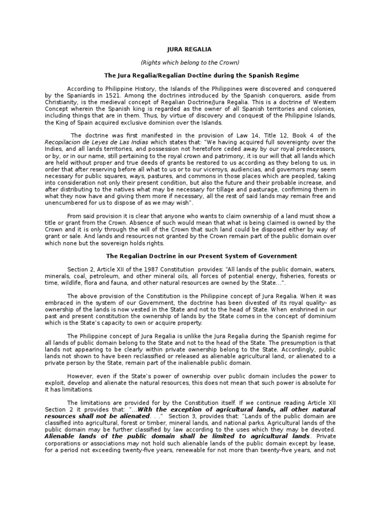 Regalian Doctrine and Ipra Law | Spain | Ownership