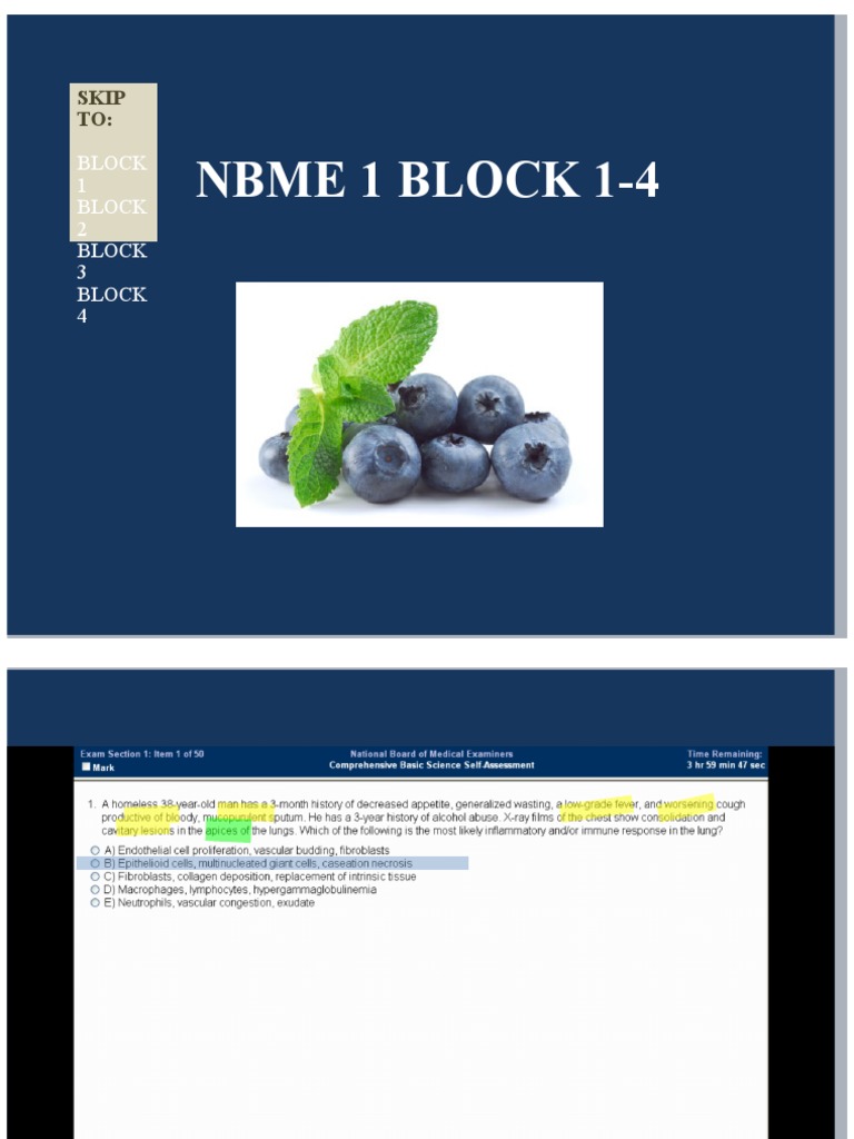 NBME 1 BLOCK 1-4 (With Answers) | PDF | Immunoglobulin G | Antibody