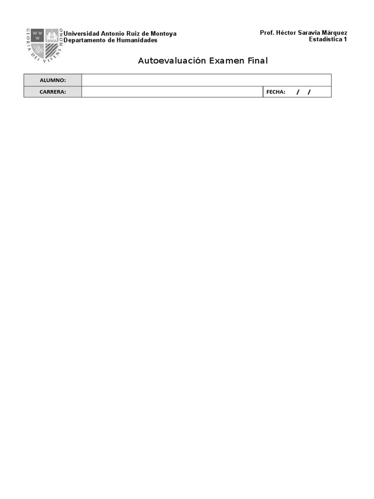 Auto Evaluacion Exm Final ESTADISTICA 1 | PDF | Dispersión estadística | Desviación Estándar
