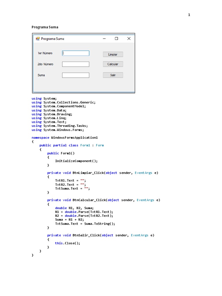 Programas en Windows Forms | PDF | Computer Programming | Information ...