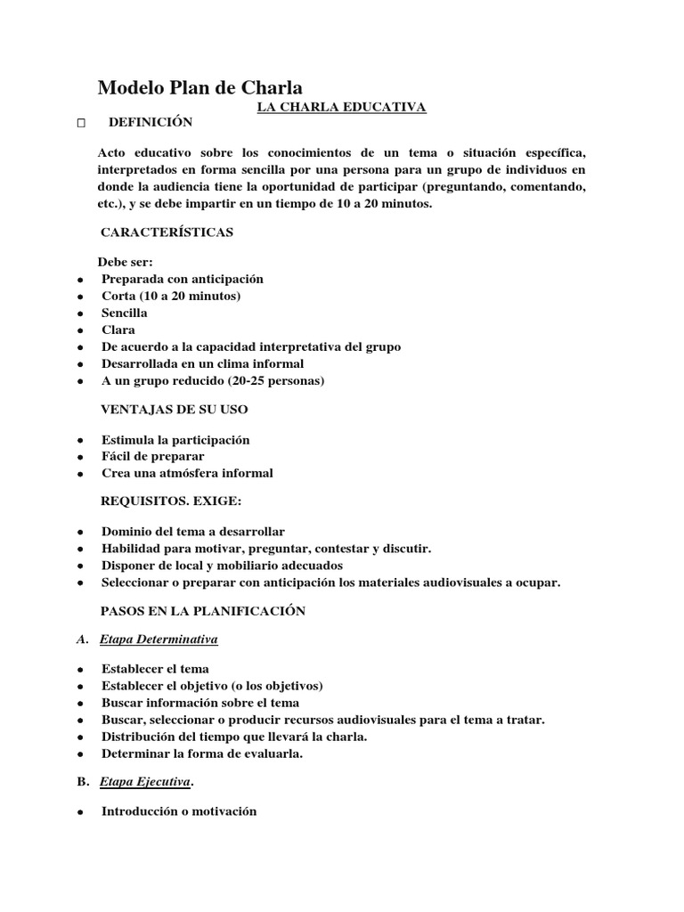 Modelo Plan de Charla | PDF