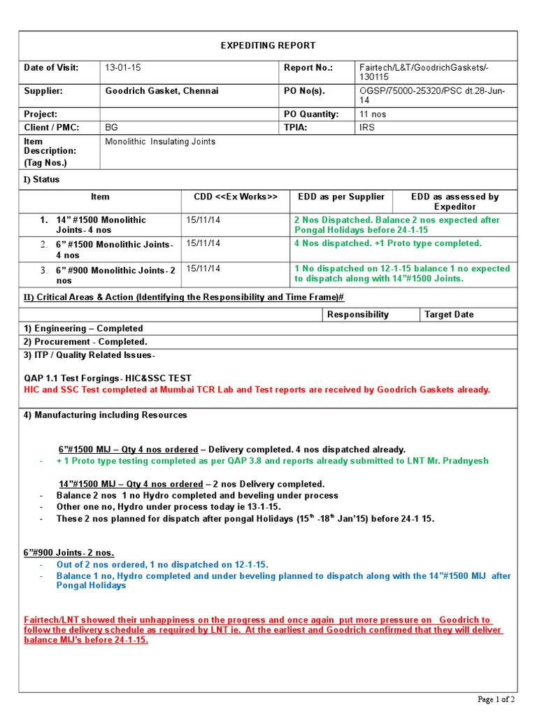 13-01-15-Expediting_Report_GoodrichGaskets.doc | Technology | Business