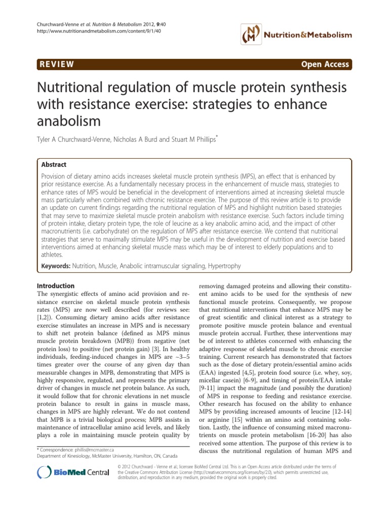 Muscule Protein Synthesis 2012 | PDF | Leucine | Mechanistic Target Of ...