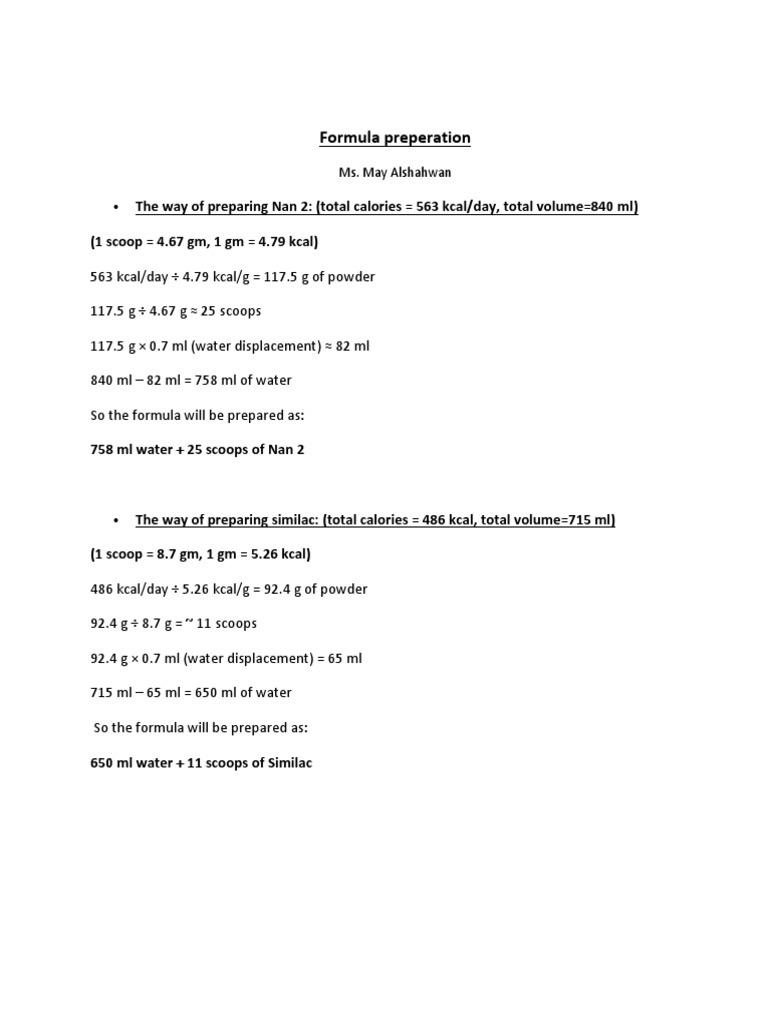 Similac and Nan Formula Preparation Guide | PDF | Cooking, Food & Wine ...