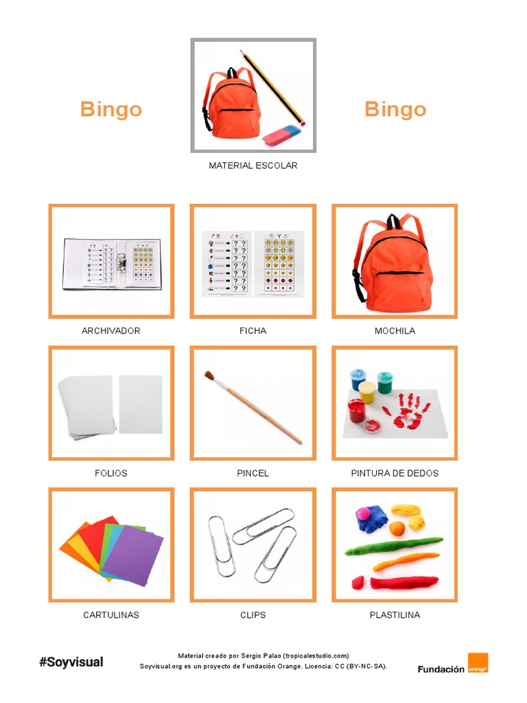 Bingo Del Material Escolar | PDF
