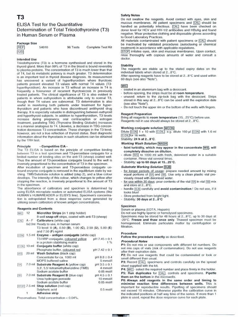 Inserto T3 | PDF | Hyperthyroidism | Elisa