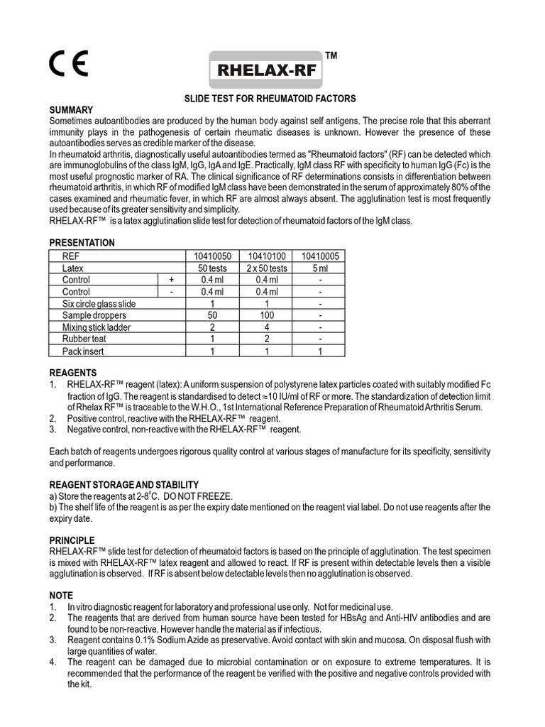 Rhelax RF | PDF | Immunoglobulin G | Rheumatoid Arthritis