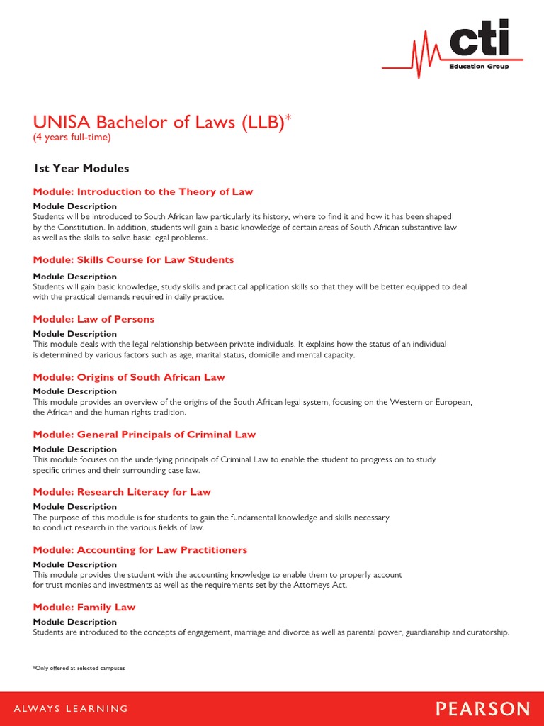 2014 UNISA Course Descriptions Final | PDF | Evidence (Law) | Justice