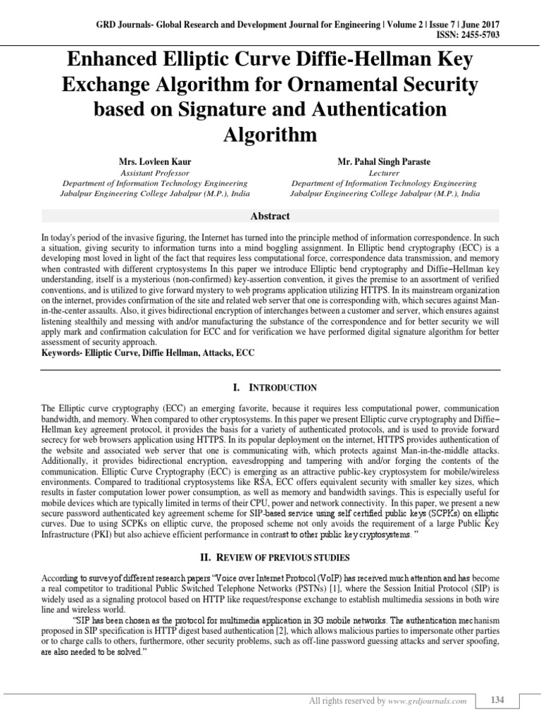 Implementing Ellipticcurve Diffiehellman Key Exchange Algorithm Using