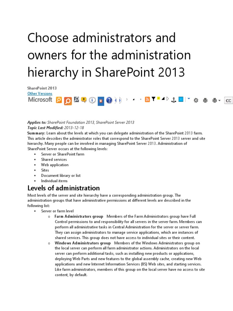 Choose Administrators and Owners For The Administration Hierarchy in ...