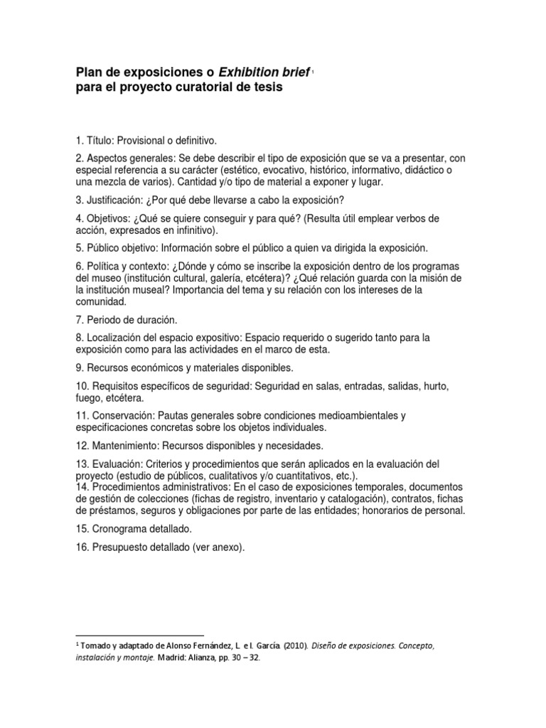 Plan de Exposiciones o Exhibition Brief | PDF | Presupuesto ...