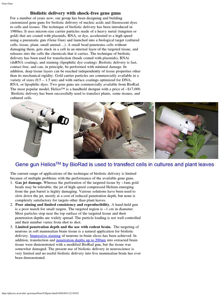 Gene Guns | PDF | Organisms | Biochemistry