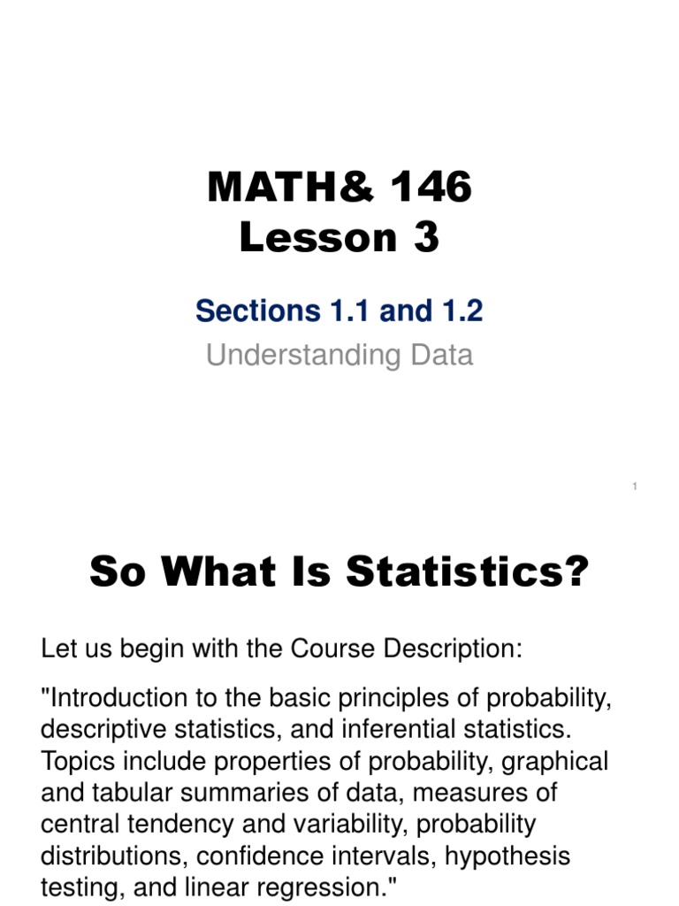 MATH& 146 Lesson 3: Sections 1.1 and 1.2 | PDF | Categorical Variable ...
