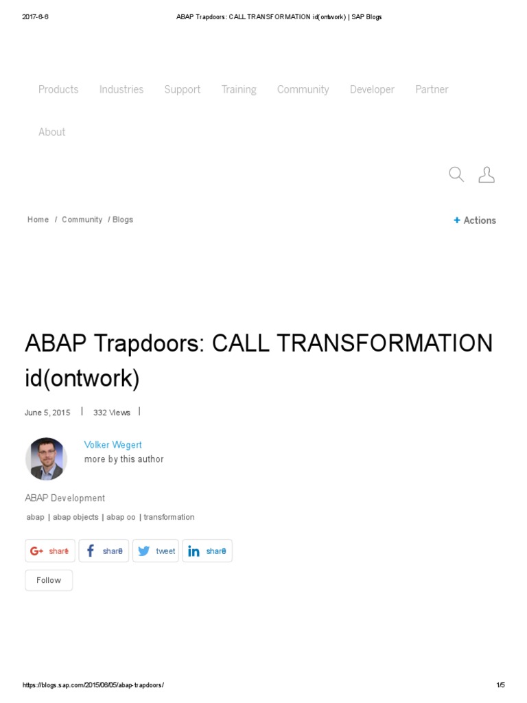 Abap Trapdoors Call Transformation Id Ontwork Sap Blogs Pdf String Computer Science