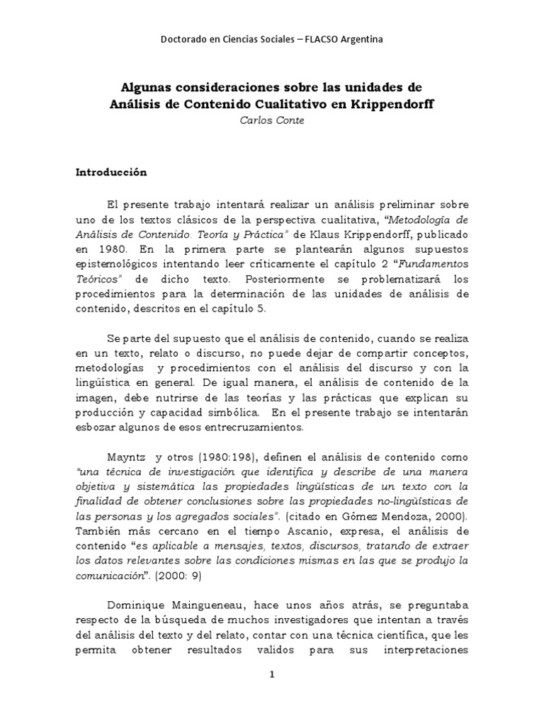 Art - Krippendorff - Analisis de Contenido PDF | PDF | Proposición ...