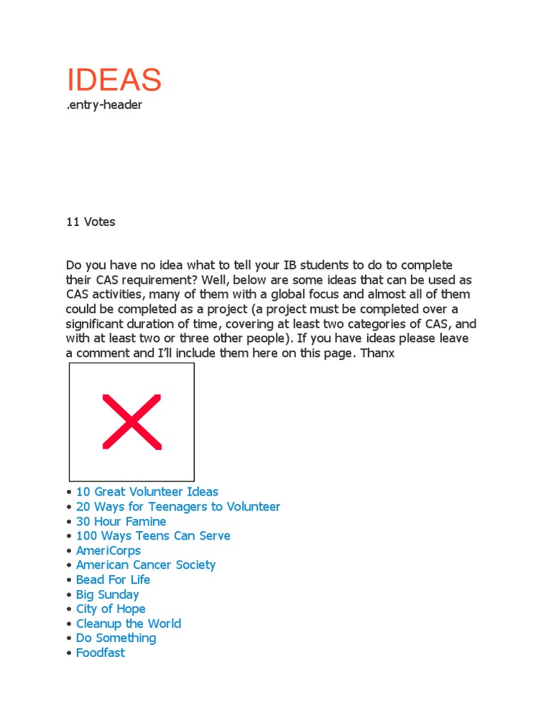 CAS Ideas For Projects | PDF | Fundraising | Prom