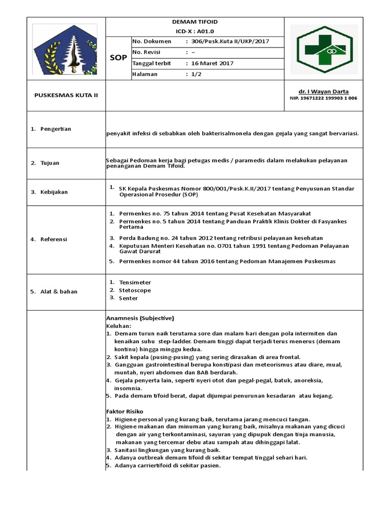 Sop Demam Tifoid | PDF