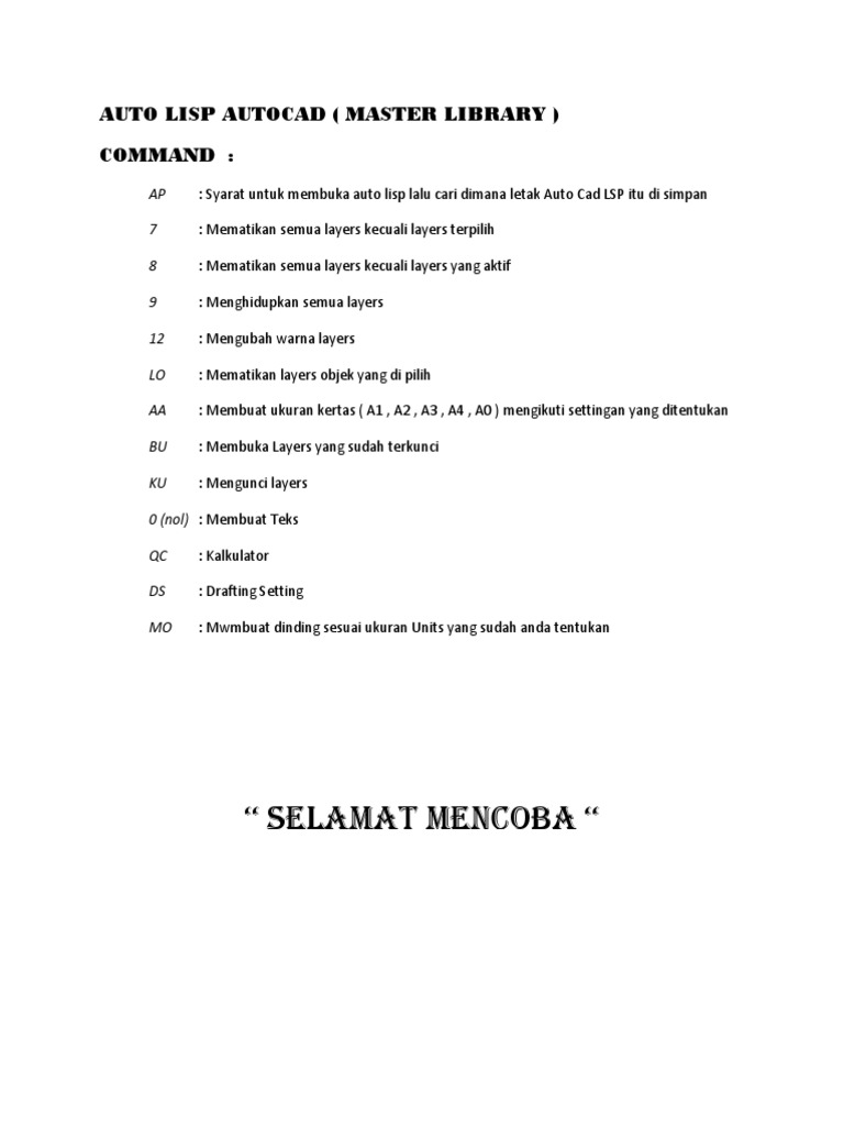 Auto Lisp Autocad | PDF
