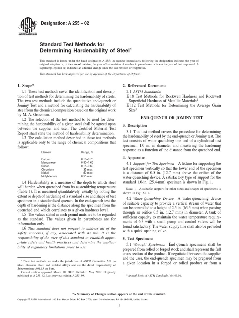 ASTM Hardenability Chart PDF | Download Free PDF | Steel | Metals