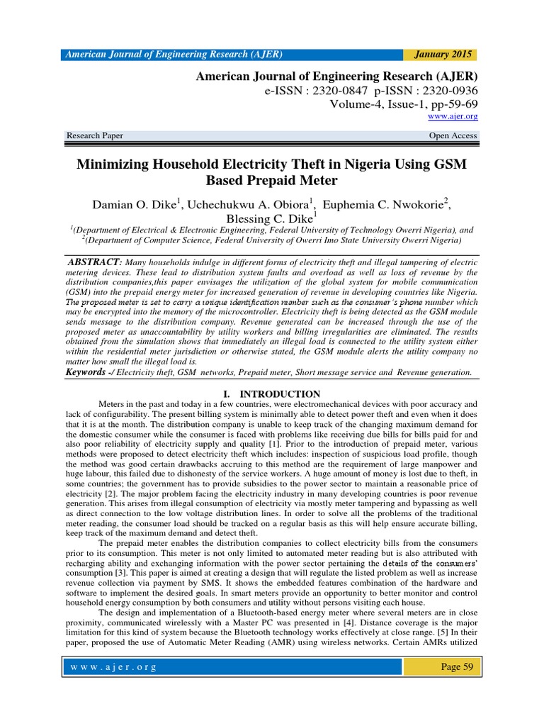 Minimizing Household Electricity Theft in Nigeria Using GSM Based ...