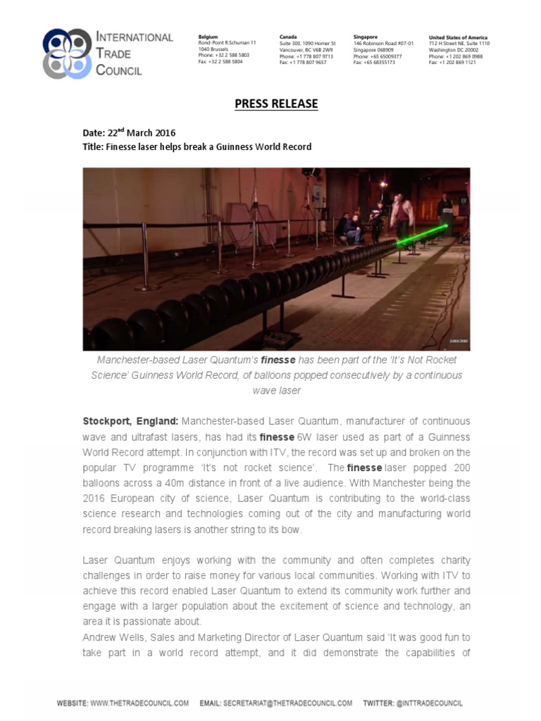 Finesse Laser Helps Break A Guinness World Record | PDF | Laser ...