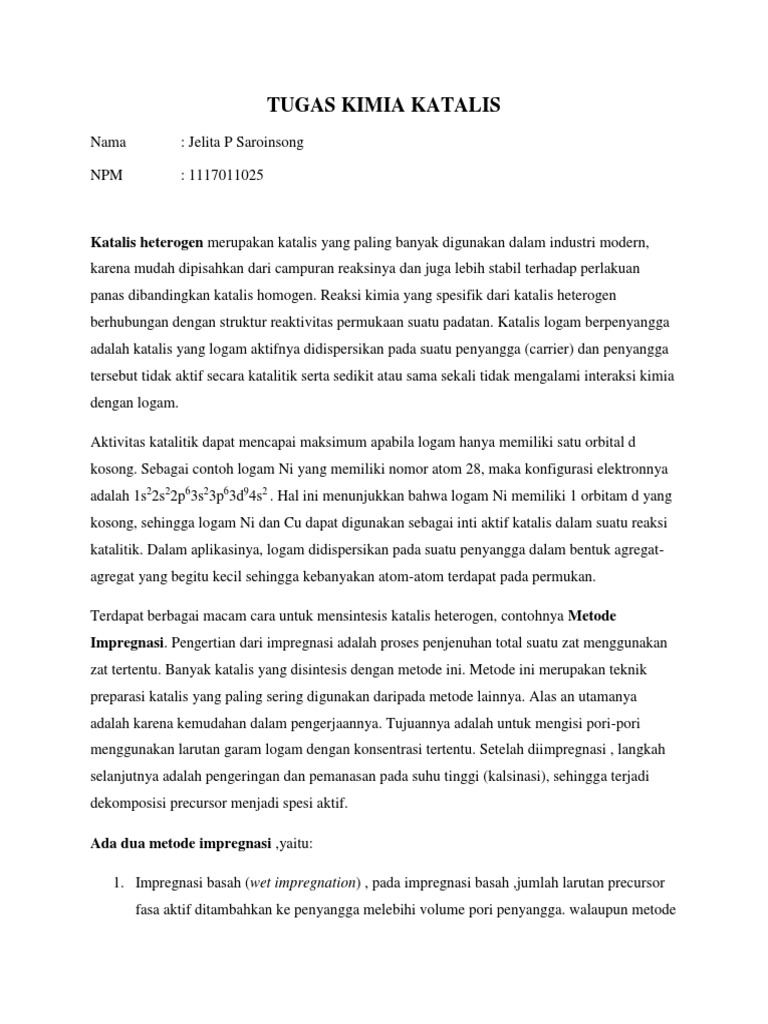 Tugas Kimia Katalis Impregnasi | PDF