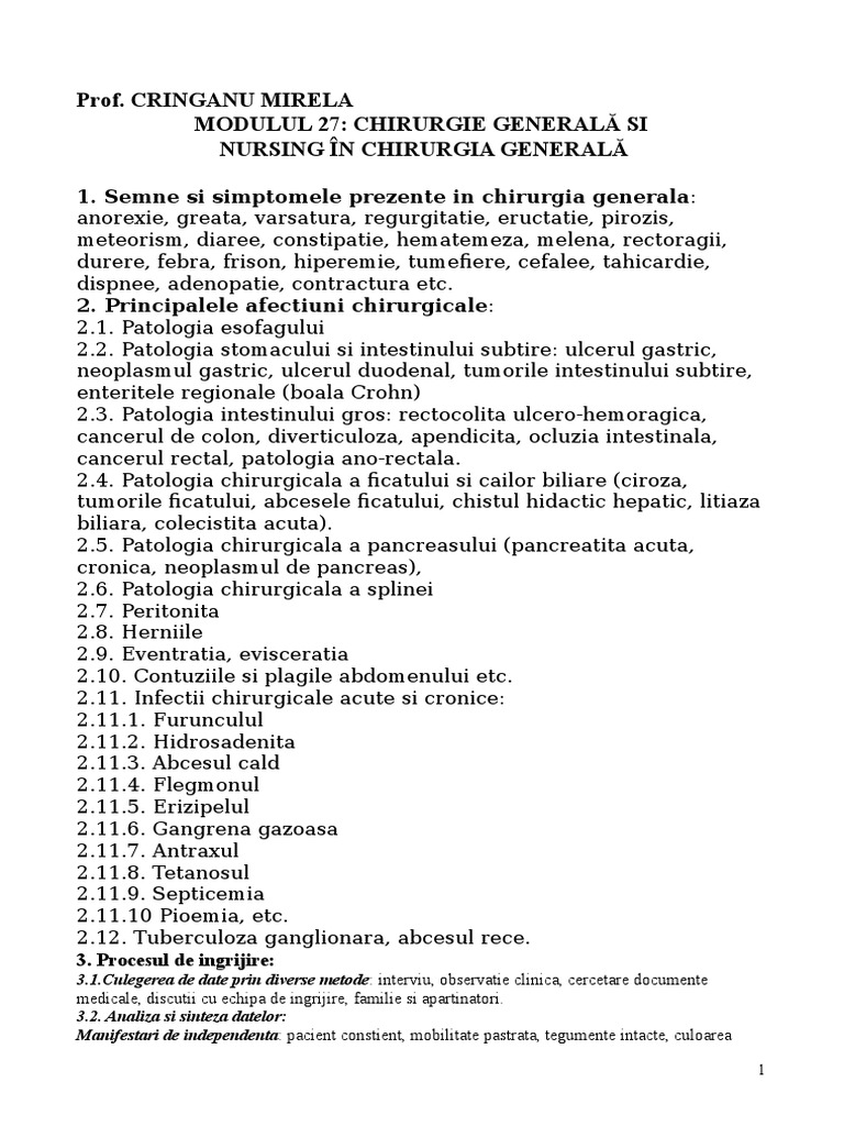 Nursing in Chirurgie Generala | PDF